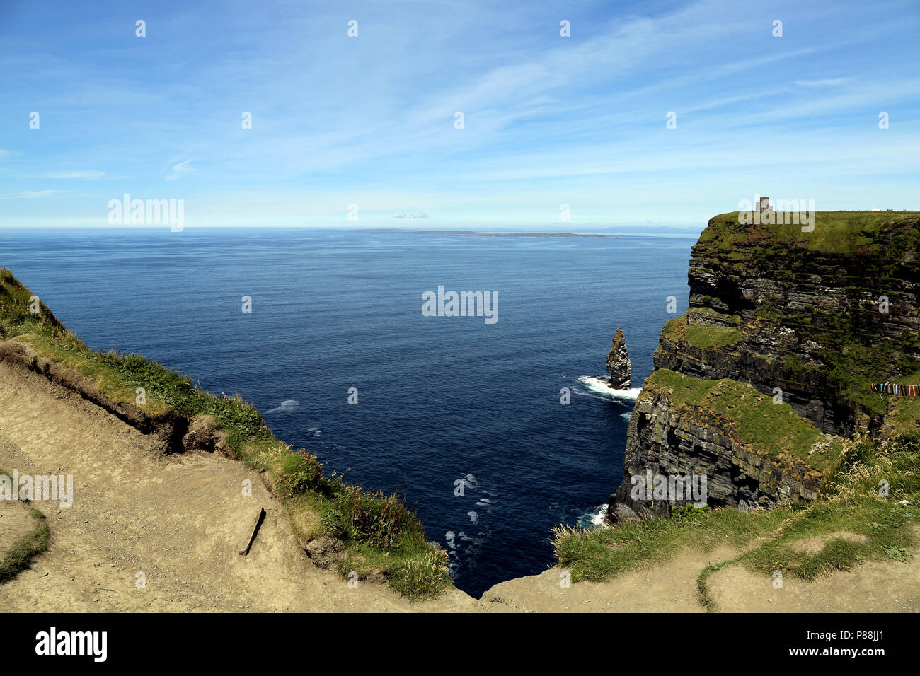 The Cliffs of Moher are soaring sea cliffs located at the southwestern ...