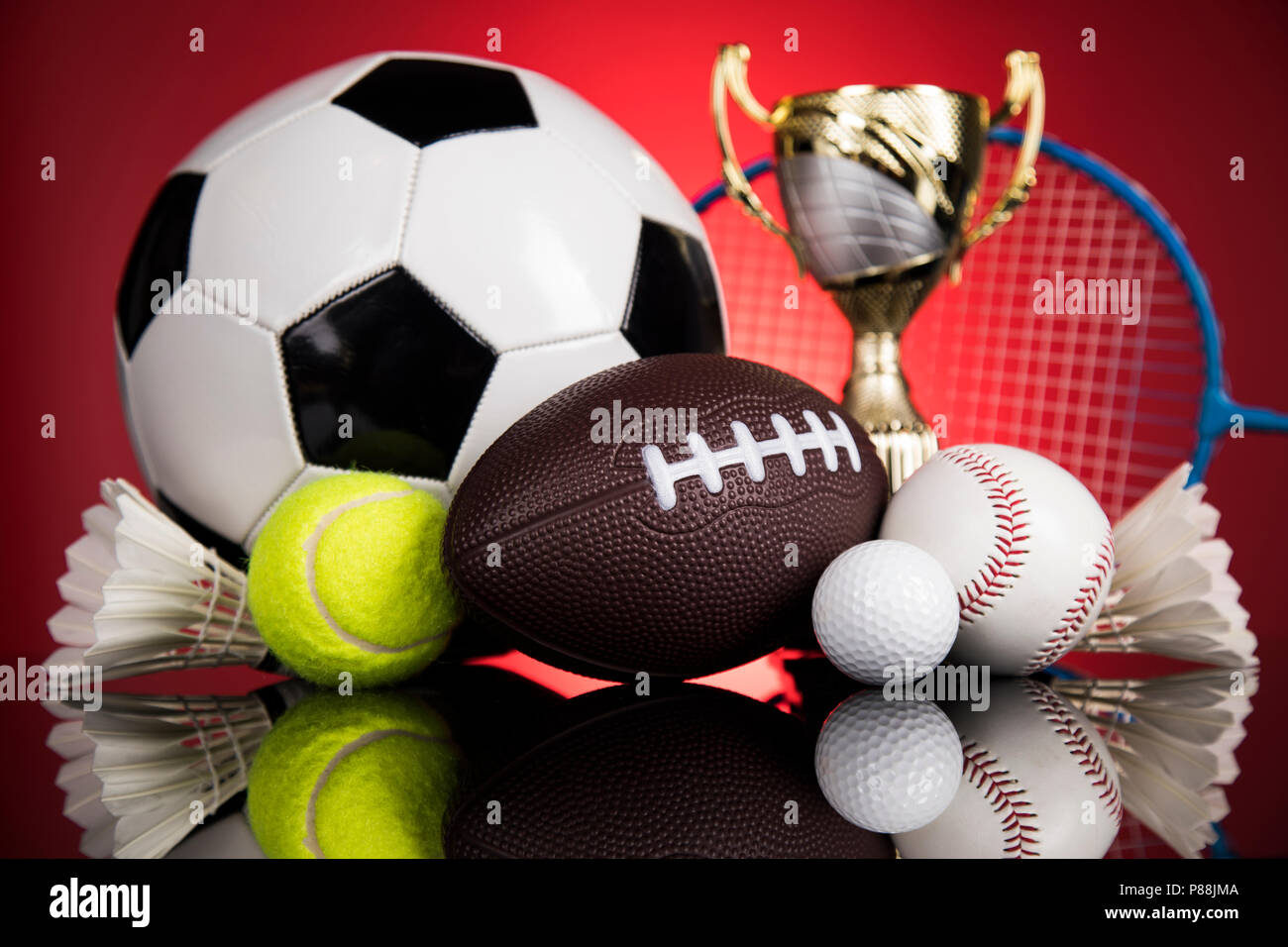 Achievement trophy, winning sport background Stock Photo - Alamy