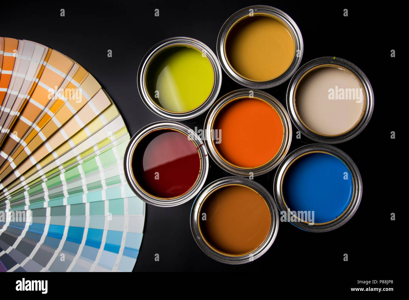 Paint cans color palette Stock Photo - Alamy