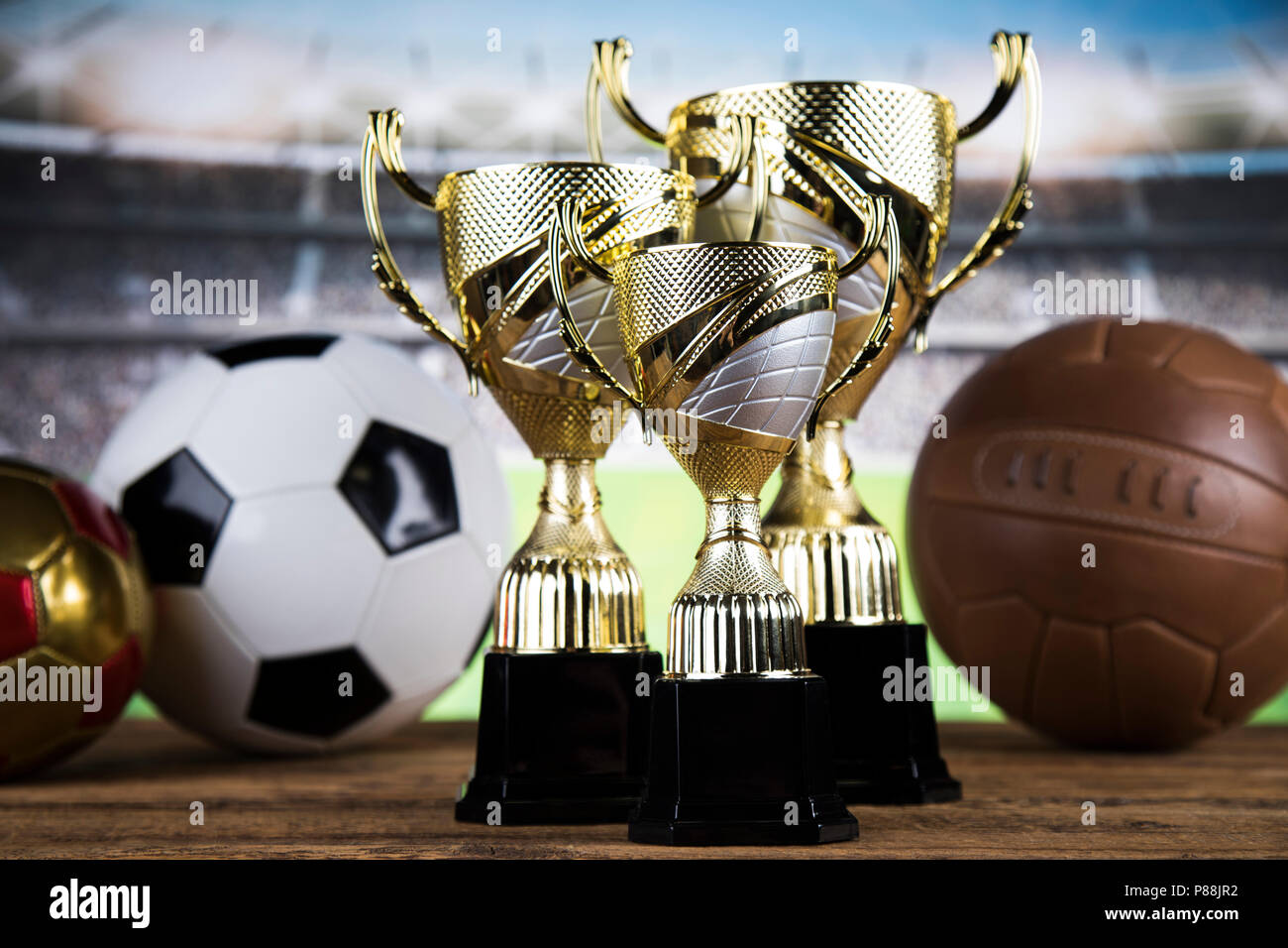 Balls in sport, Trophy and championship concept Stock Photo - Alamy