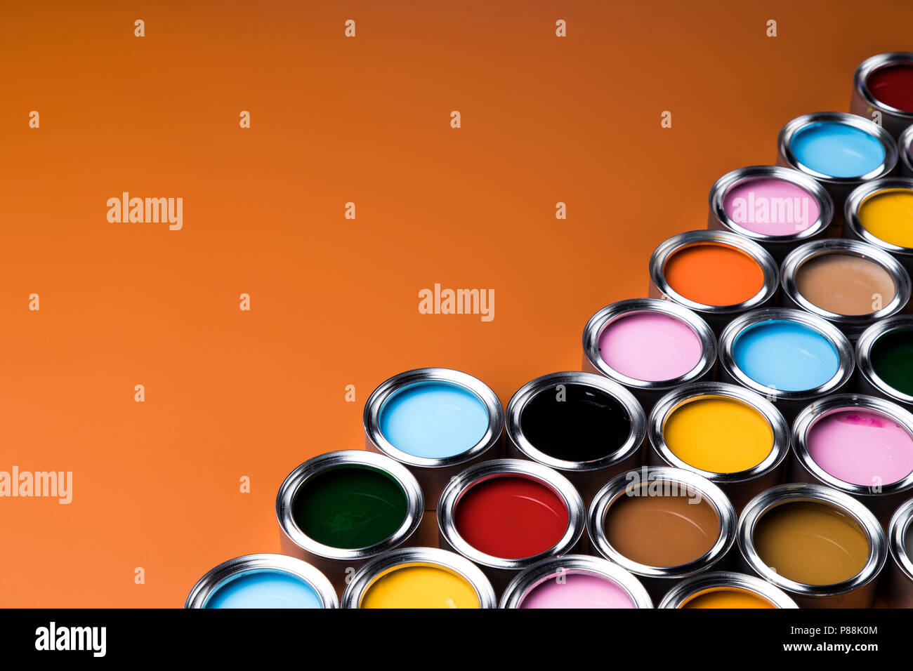 Colorful paint cans set Stock Photo - Alamy