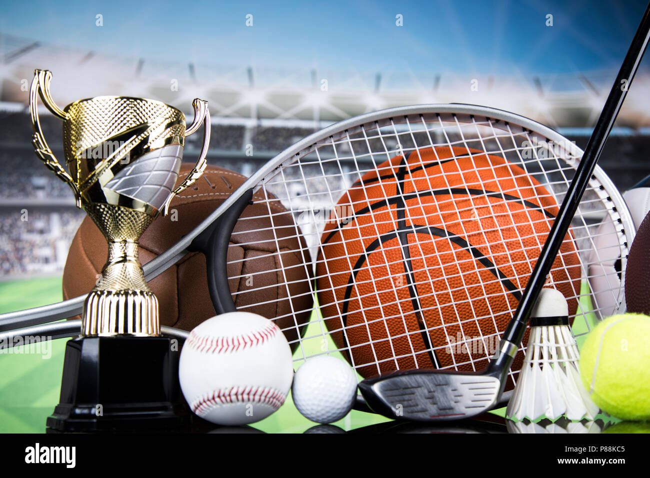 Assorted sports equipment Stock Photo - Alamy