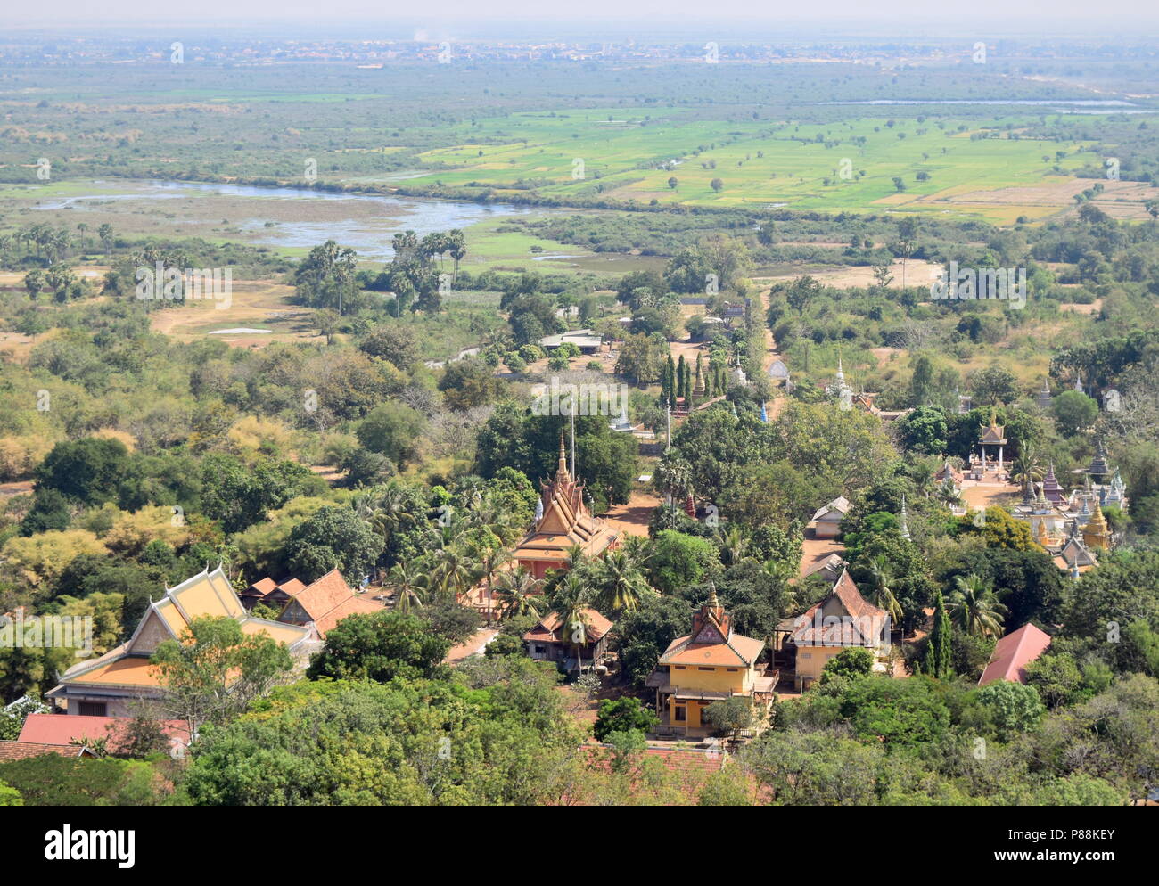 Cambodia Buddhist temples in the South East Asian countryside at Oudong ...