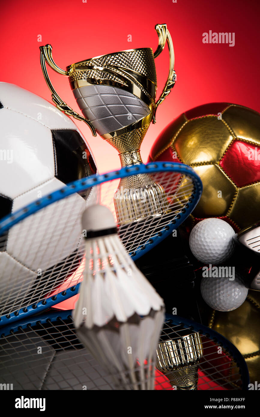 Achievement trophy, winning sport background Stock Photo - Alamy