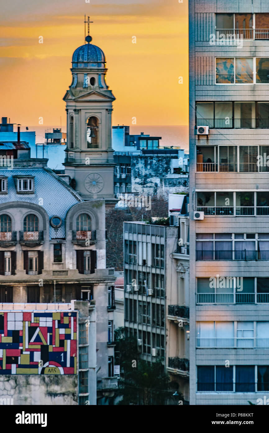 Aerial view eclectic style buildings at montevideo downtown, Uruguay ...