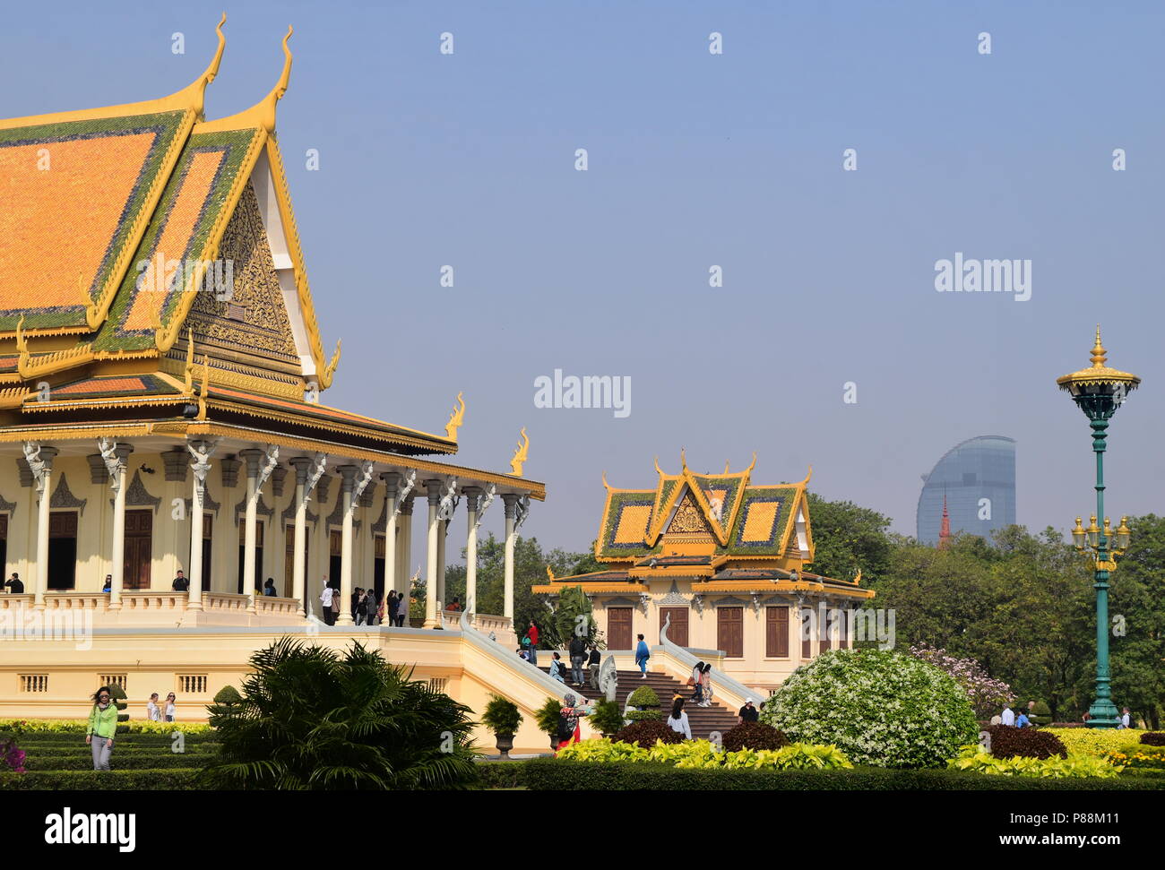 Phnom Penh Royal Palace and Khmer architecture, Cambodia Stock Photo ...