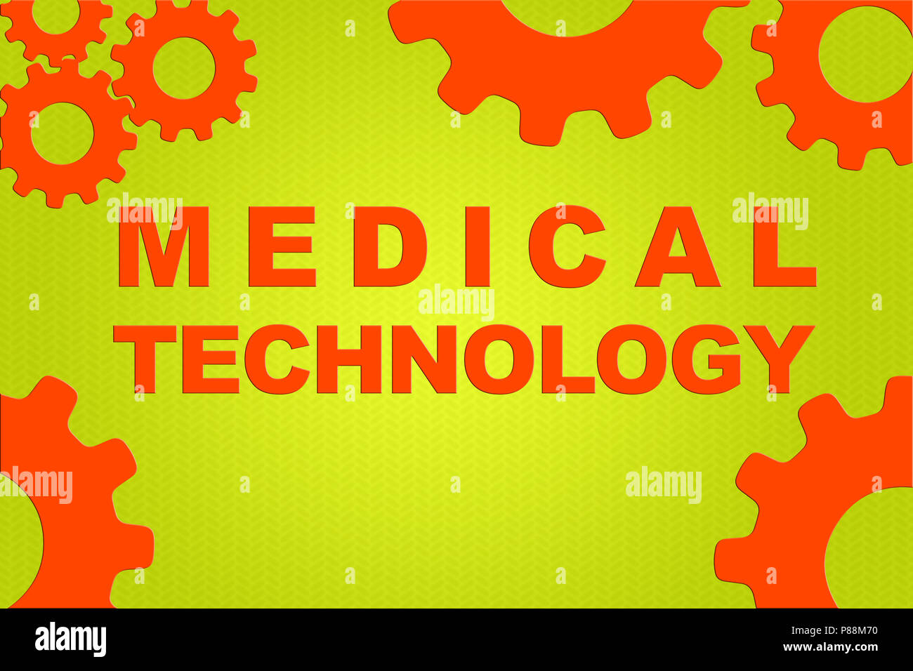 MEDICAL TECHNOLOGY sign concept illustration with red orange wheel ...