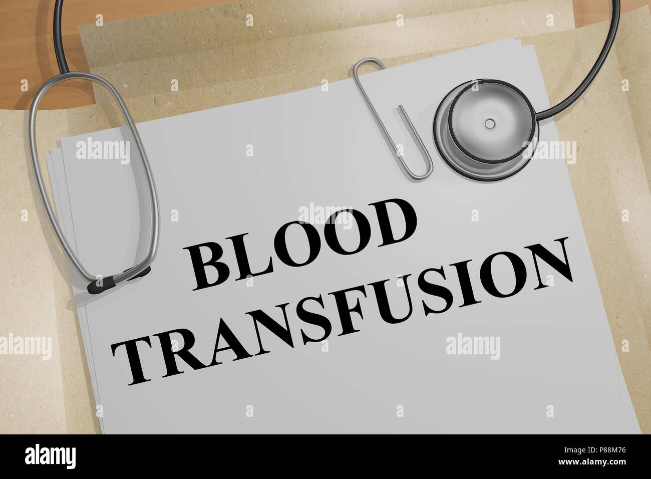 3D illustration of BLOOD TRANSFUSION title on a medical document Stock ...