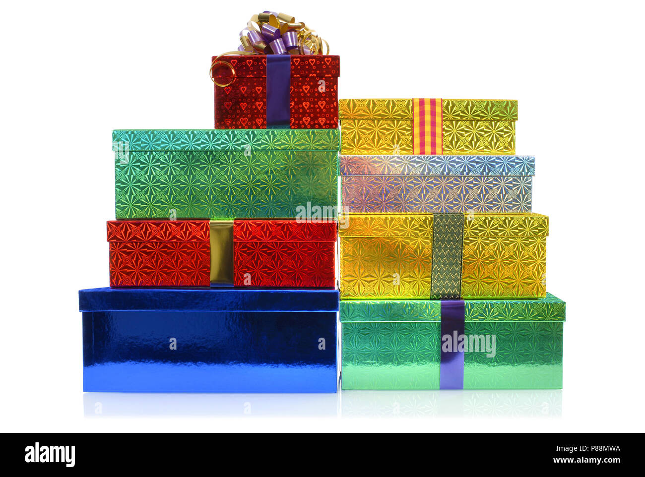 Small pile of gift boxes isolated on white background Stock Photo - Alamy