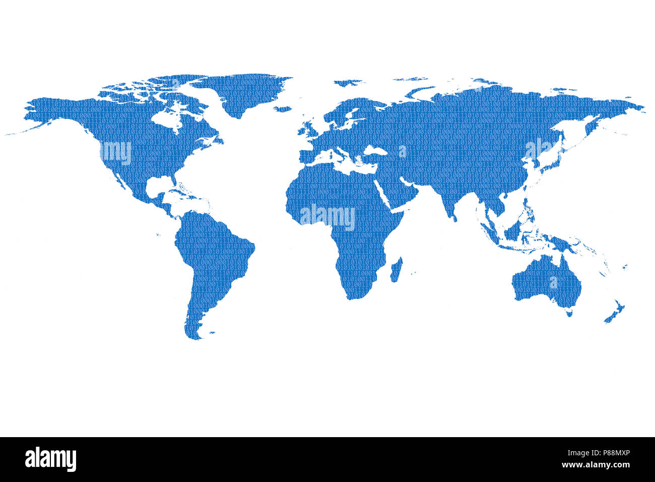 conceptual image of flat world map and binary code. NASA flat world map ...