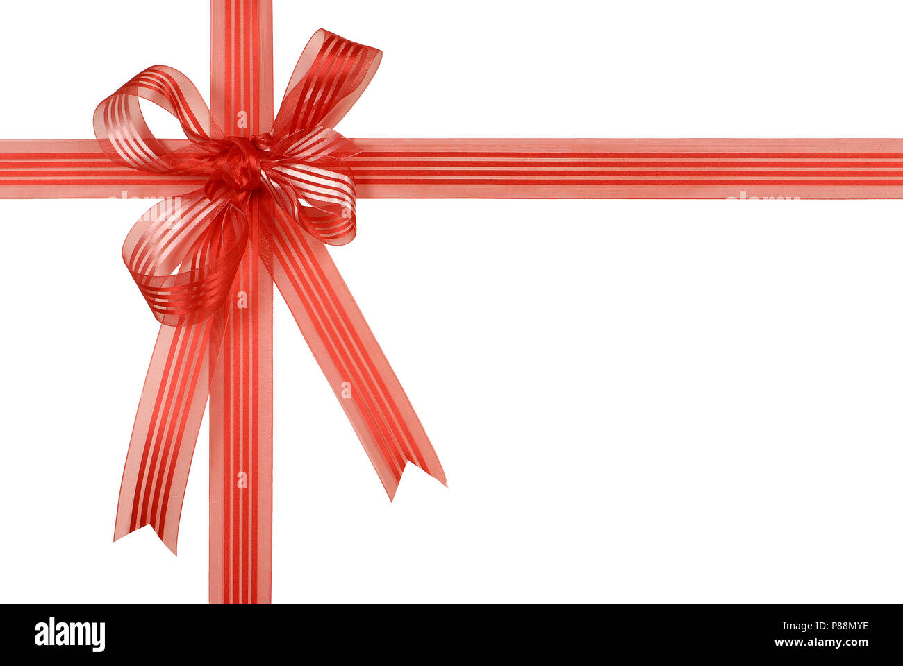 Red gift ribbon bow isolated on white background Stock Photo - Alamy