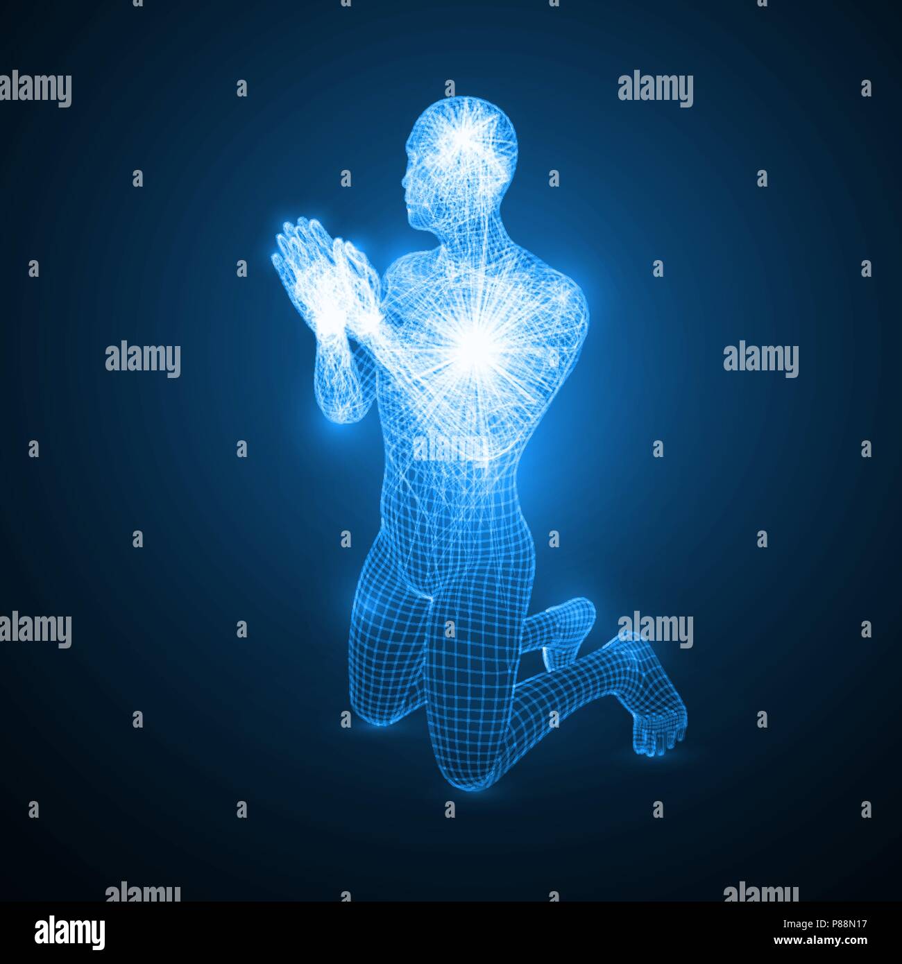 energy of the praying man Stock Vector Image & Art - Alamy