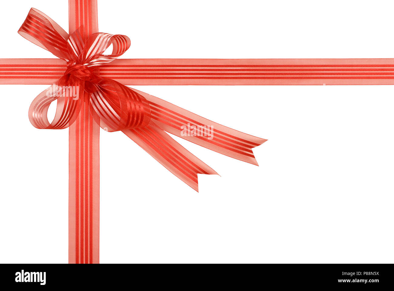 Red gift ribbon bow isolated on white background Stock Photo - Alamy