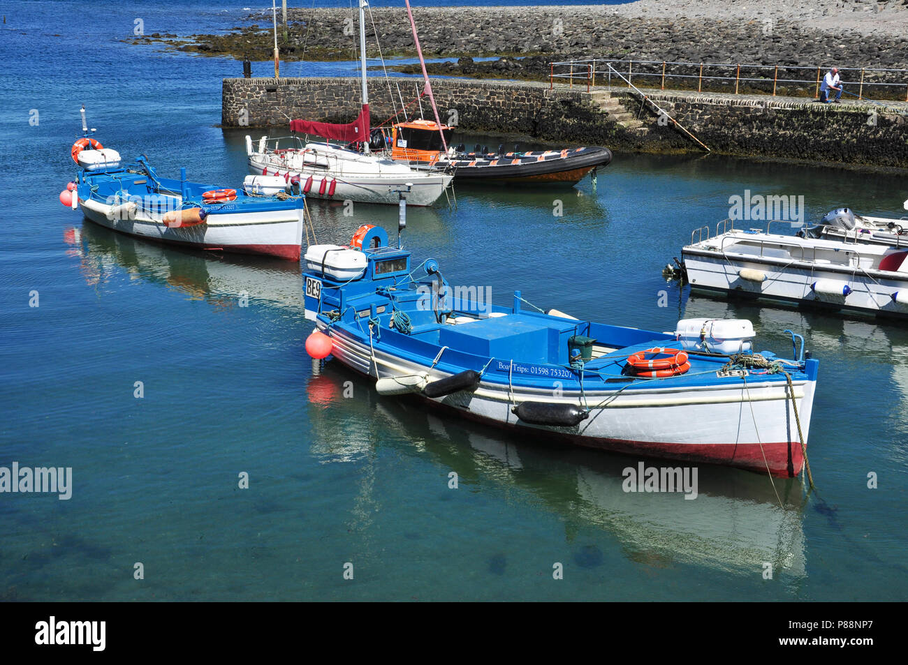 Boats in the small harbour, Lynmouth, North Devon, England, UK Stock ...