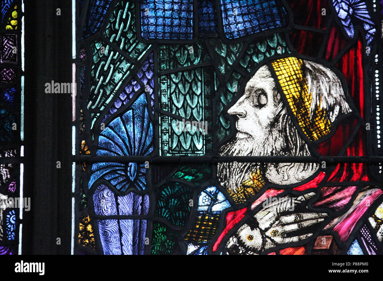 Harry Clarke stained glass window in the Church of Saint Barrahane at ...