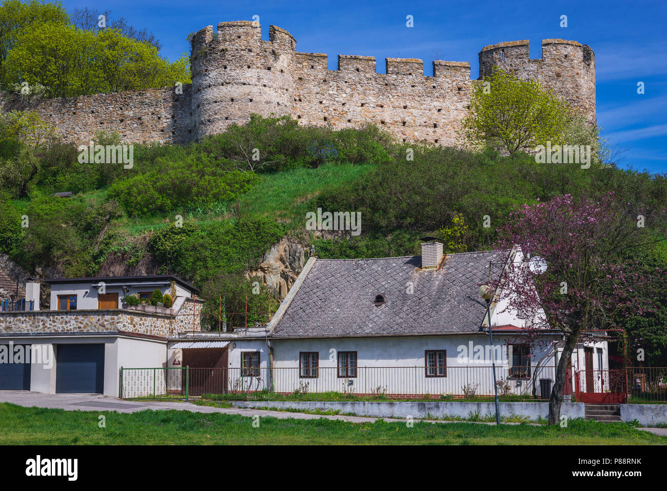 Castle walls in Devin, borough of Bratislava, one of the oldest castles in Slovakia Stock Photo ...