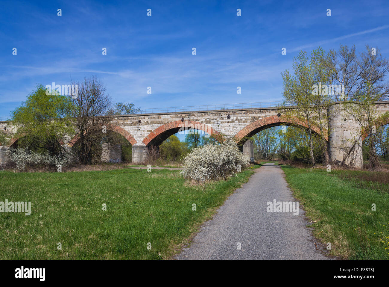 Old Railway bridge over Morava river between Slovakia and Austria near ...
