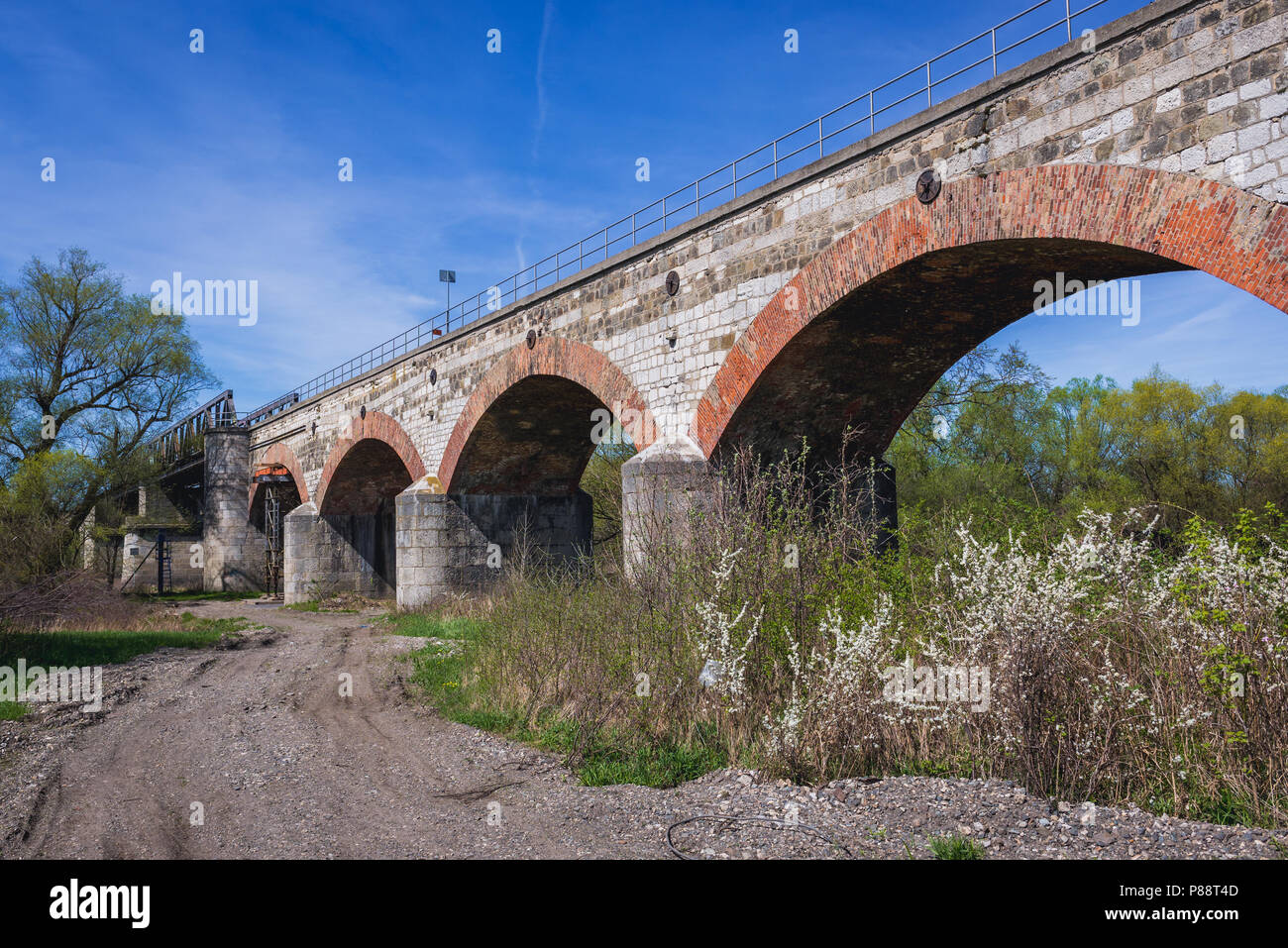 Railway bridge over Morava river between Slovakia and Austria near ...