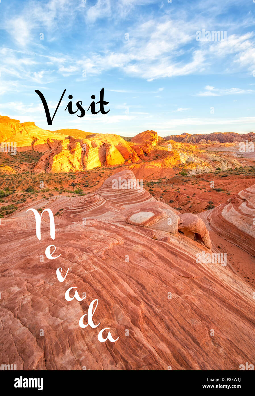 Travel concept. Photograph of the Fire Wave rock formation. Valley Of ...