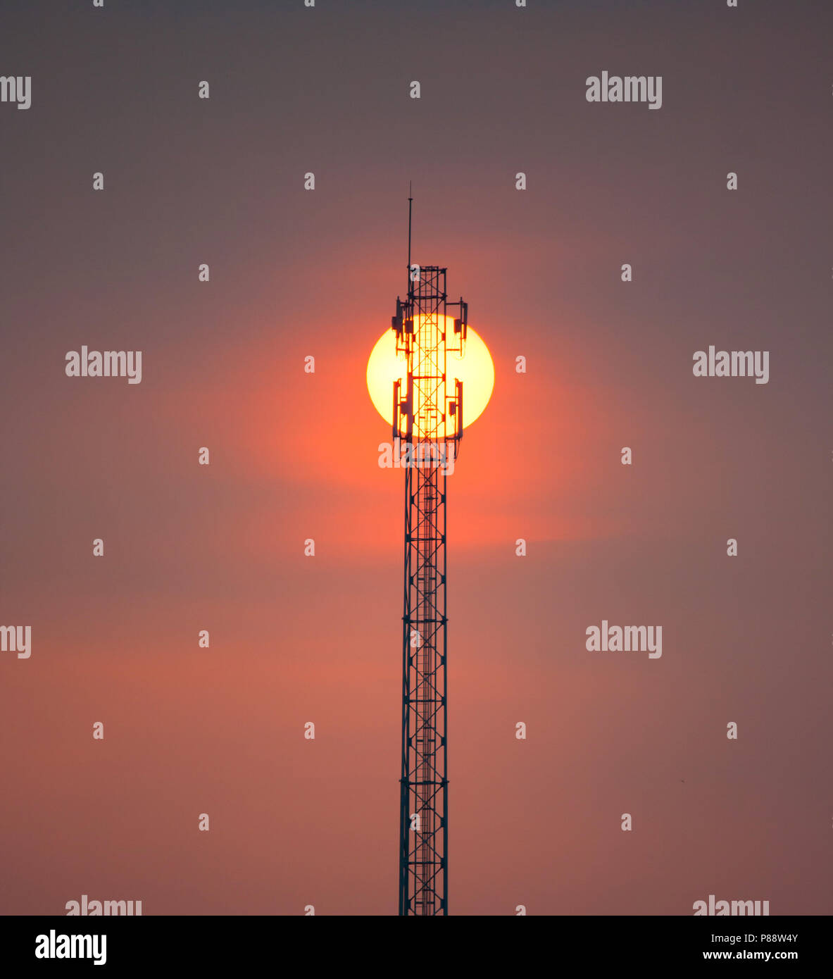 Telecommunications towers at sunset hi-res stock photography and images ...