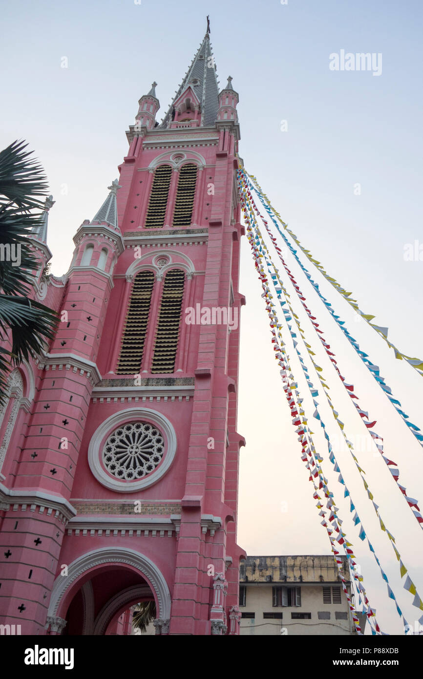Pink Tan Dinh Roman Catholic church in Ho Chi Minh City, Vietnam Stock ...