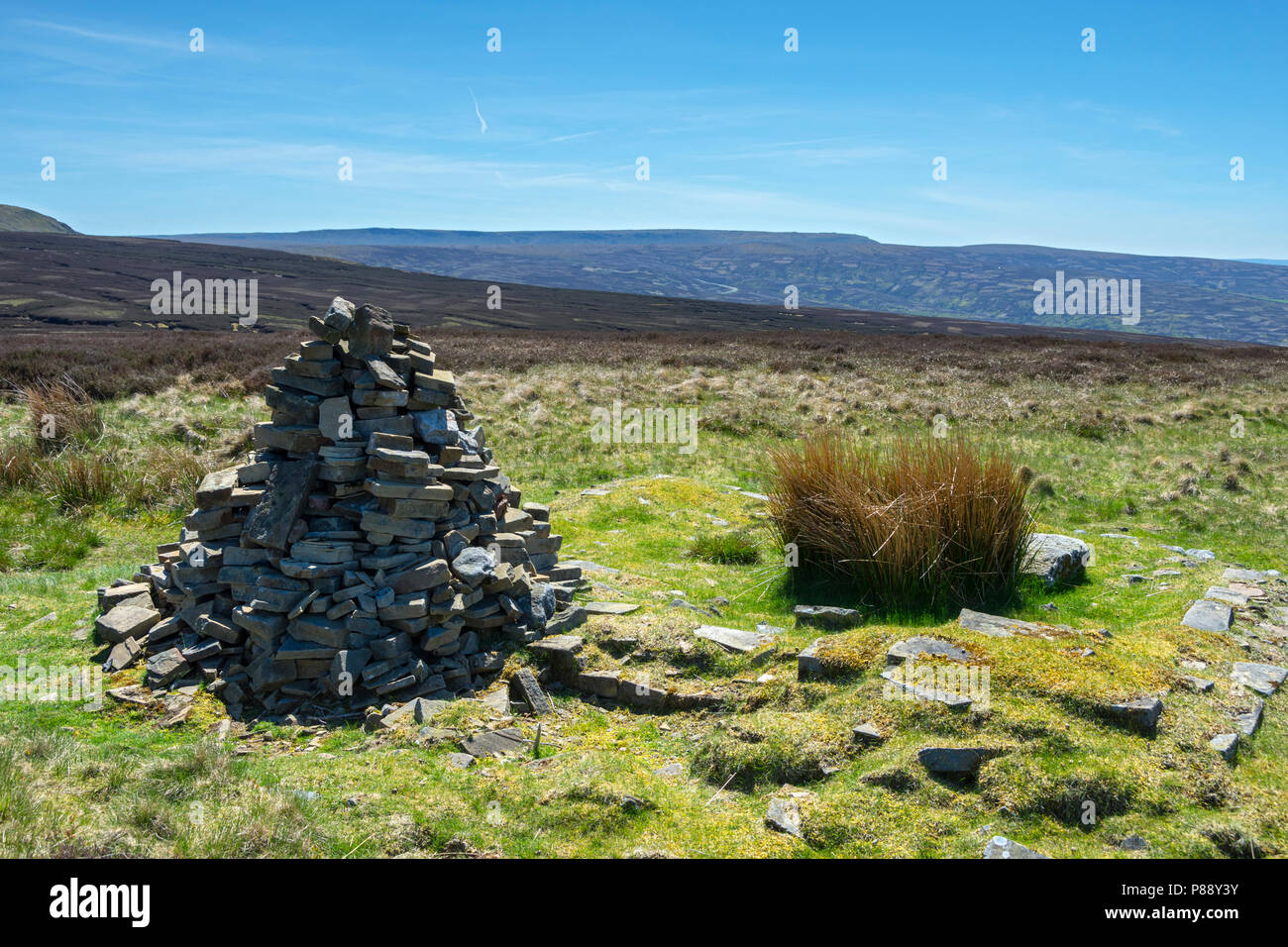 The Kinder Scout plateau from Cock Hill on the western side of the ...