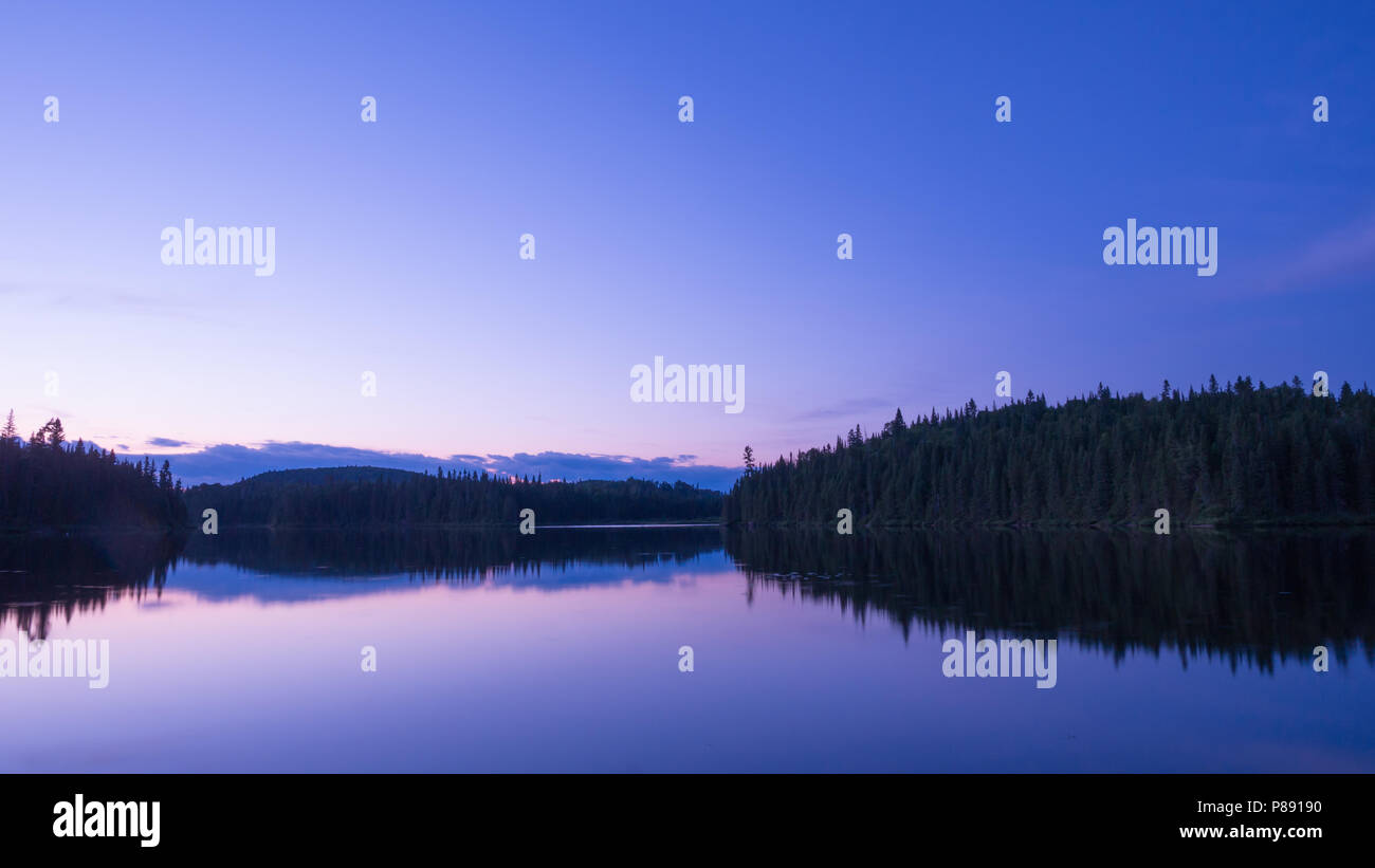 Amazing sunset scene in the wilderness of Quebec, Canada Stock Photo ...