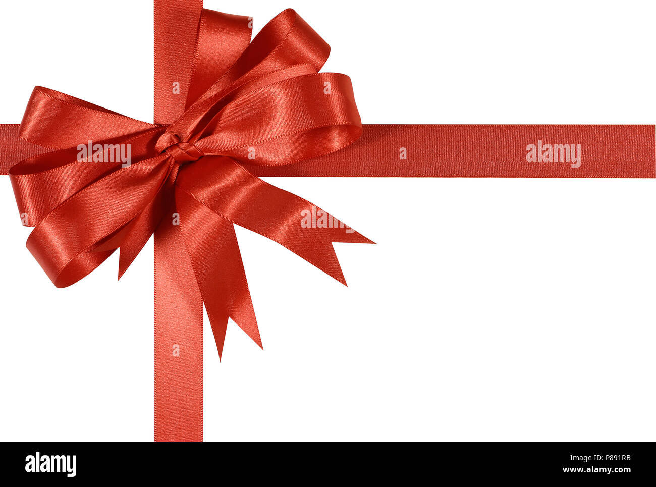 Red gift ribbon bow isolated on white background Stock Photo - Alamy
