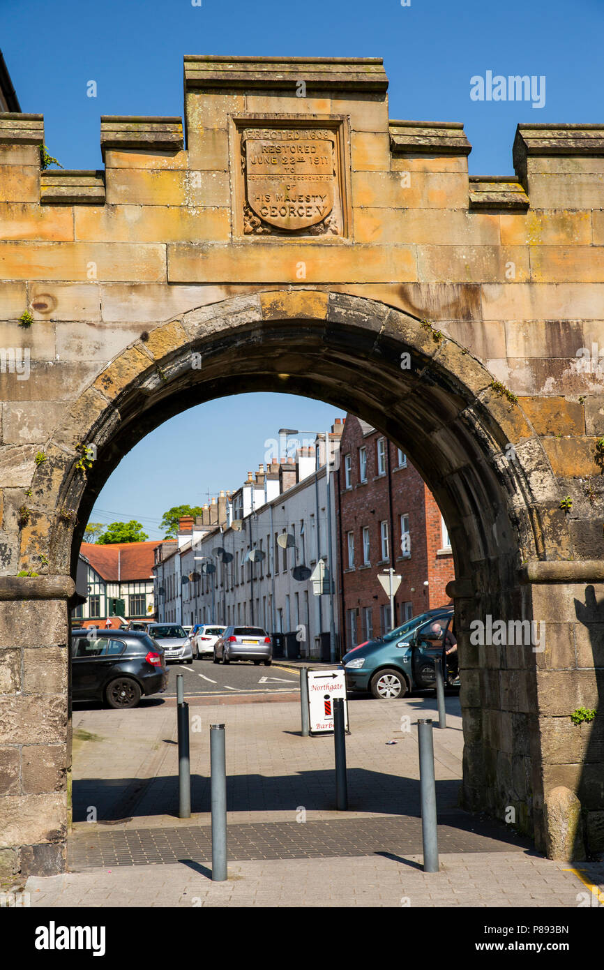 UK, Northern Ireland, Co Antrim, Carrickfergus, North Gate in town ...