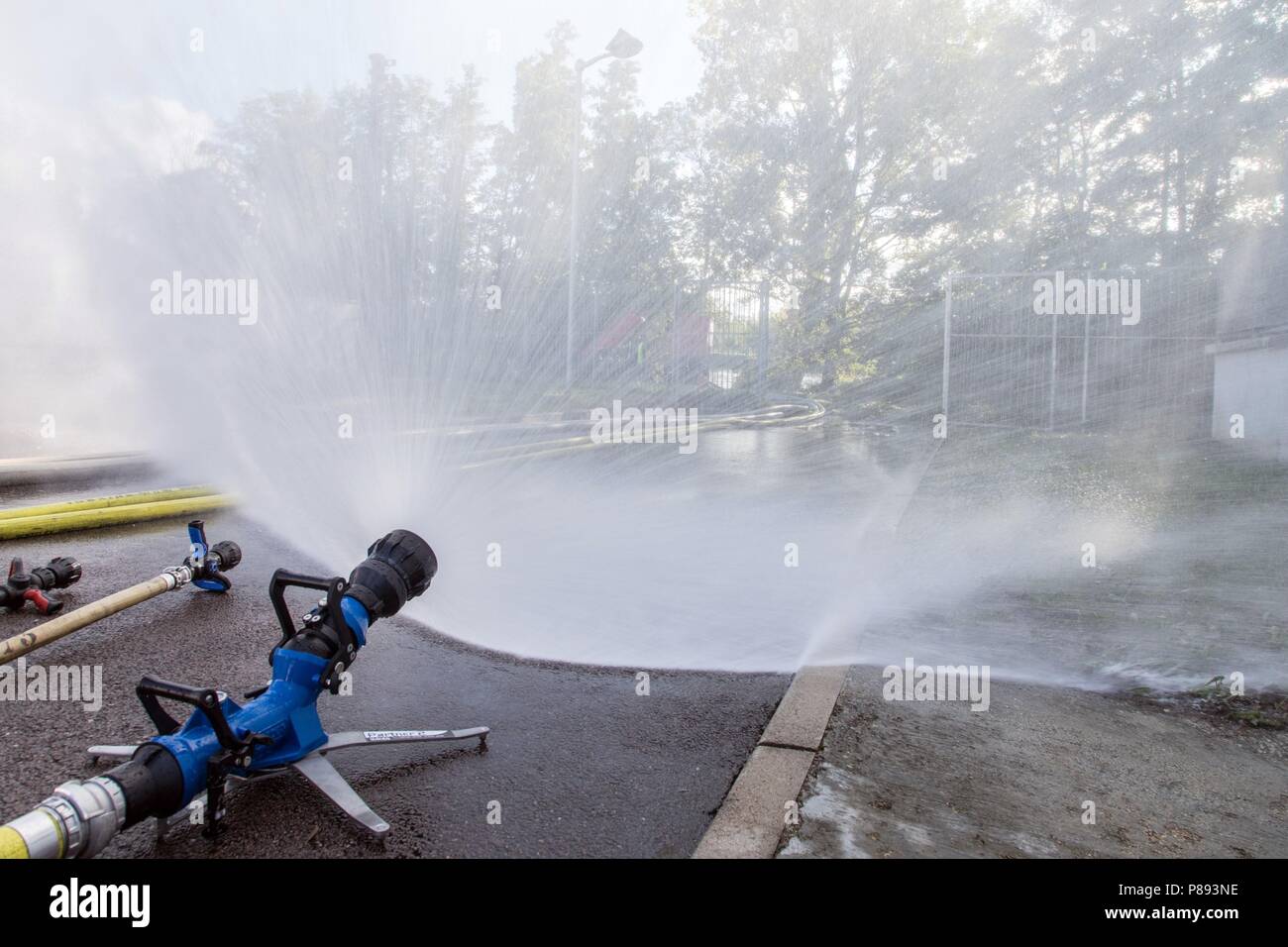 DEMONSTRATION OF FIREFIGHTING MATERIAL Stock Photo - Alamy