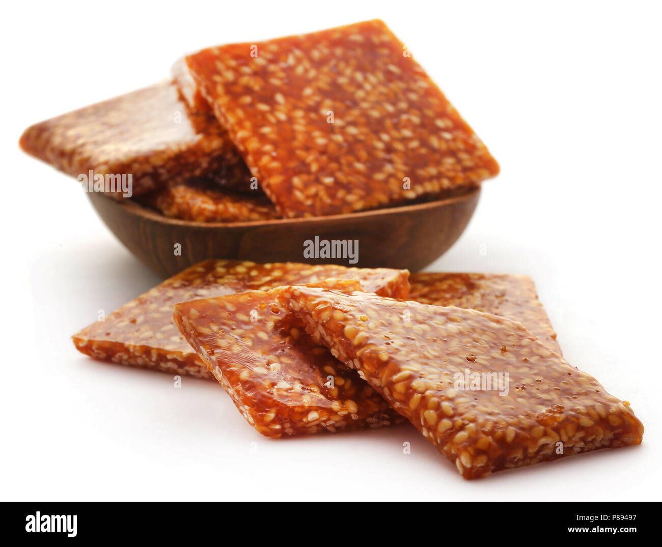 Sesame caramel candy very popular in Indian subcontinent Stock Photo ...
