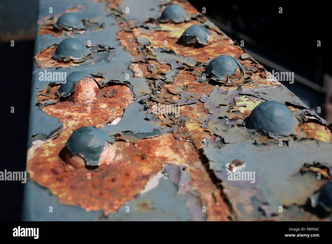 Rust on a metal bridge at Bosham Train Station, West Sussex, UK Stock ...
