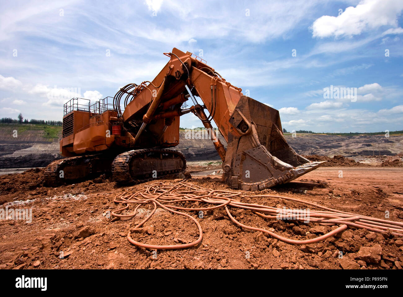 track-type loader excavator machine doing earthmoving Stock Photo - Alamy