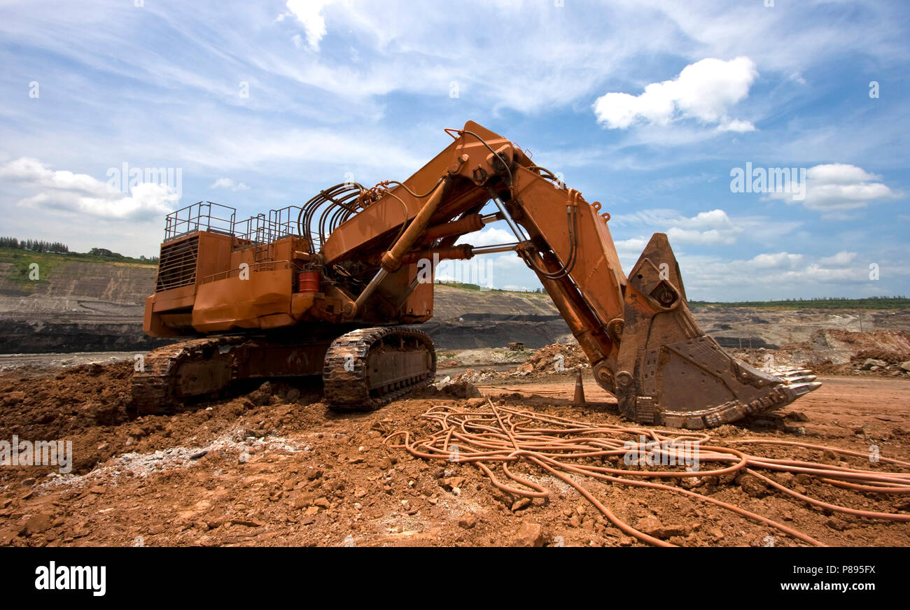 track-type loader excavator machine doing earthmoving Stock Photo - Alamy