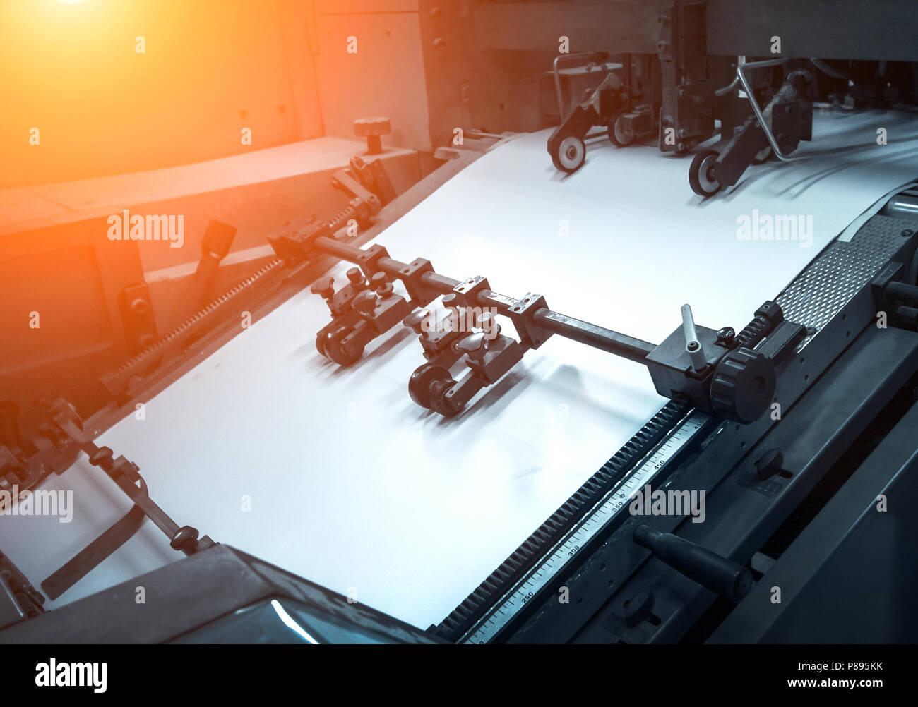 process in a modern printing house, offset printing, printing business ...