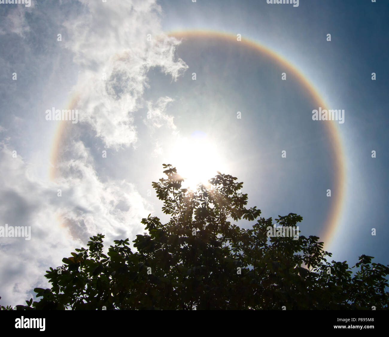 Sun with circular rainbow - sun halo Stock Photo - Alamy