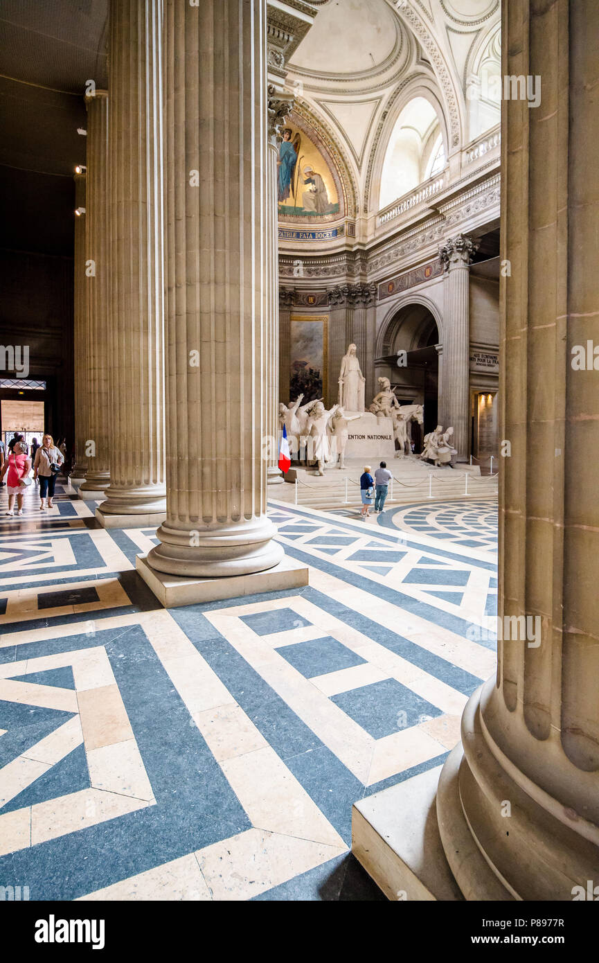 Inside the Pantheon with its large columns. Paris, France Stock Photo ...