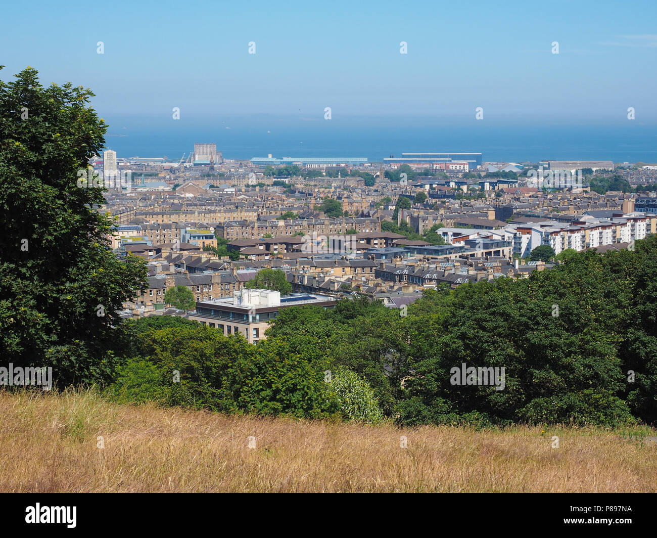 Aerial view of the city seen from Calton Hill in Edinburgh, UK Stock ...