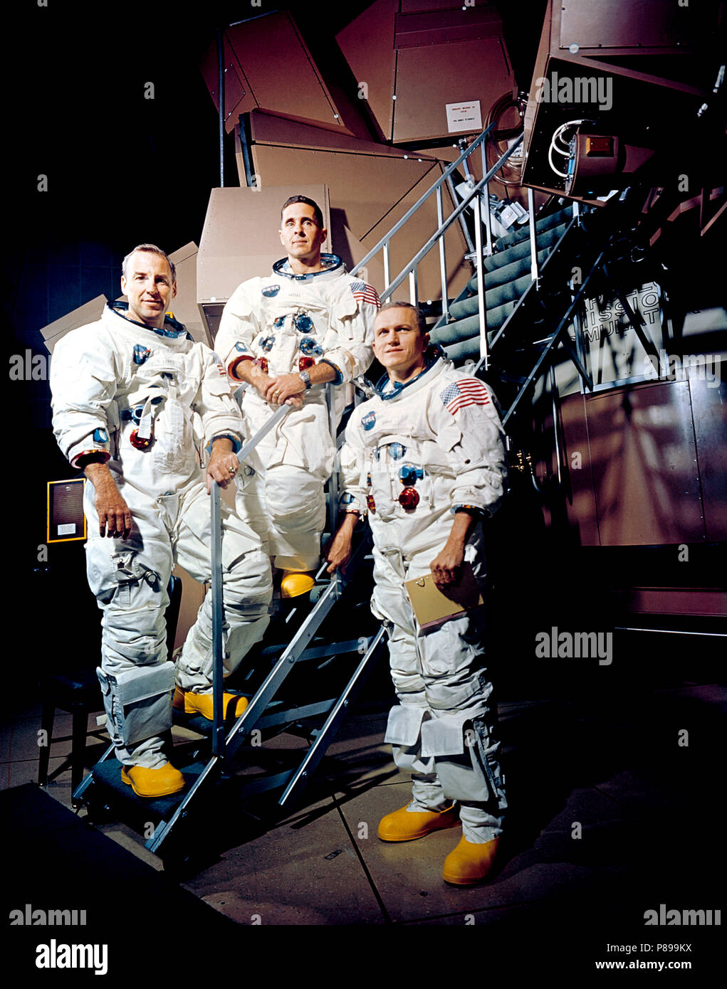 The prime crew of the Apollo 8 lunar orbit mission. L to R, are James A ...