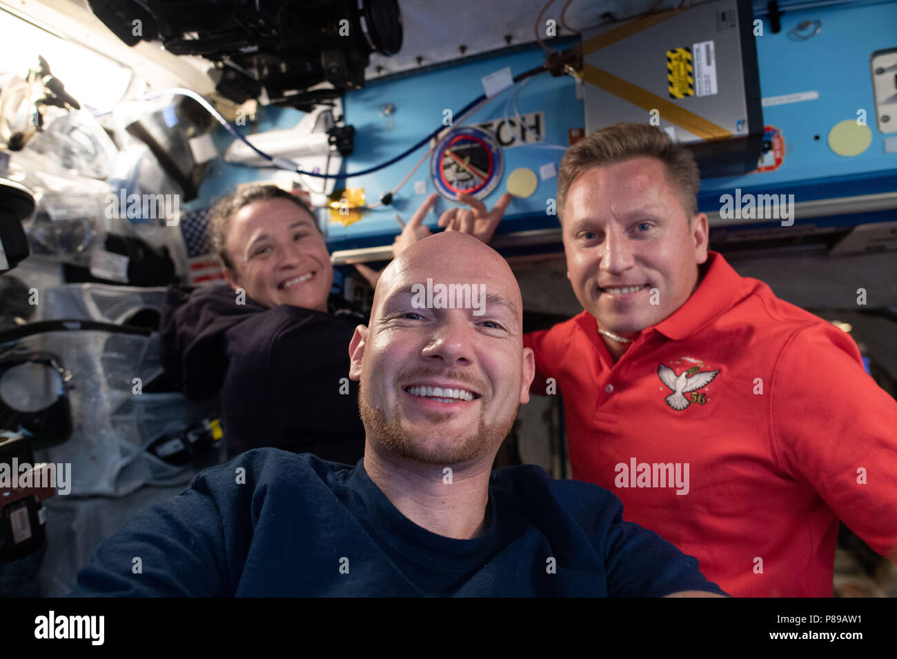 Expedition 57 crew members German astronaut Alexander Gerst of the ...