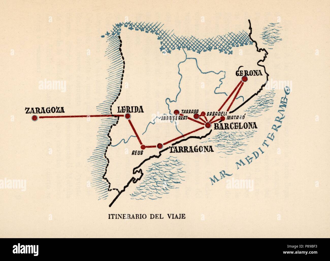 Mapa del itinerario seguido por Francisco Franco en su viaje a ...