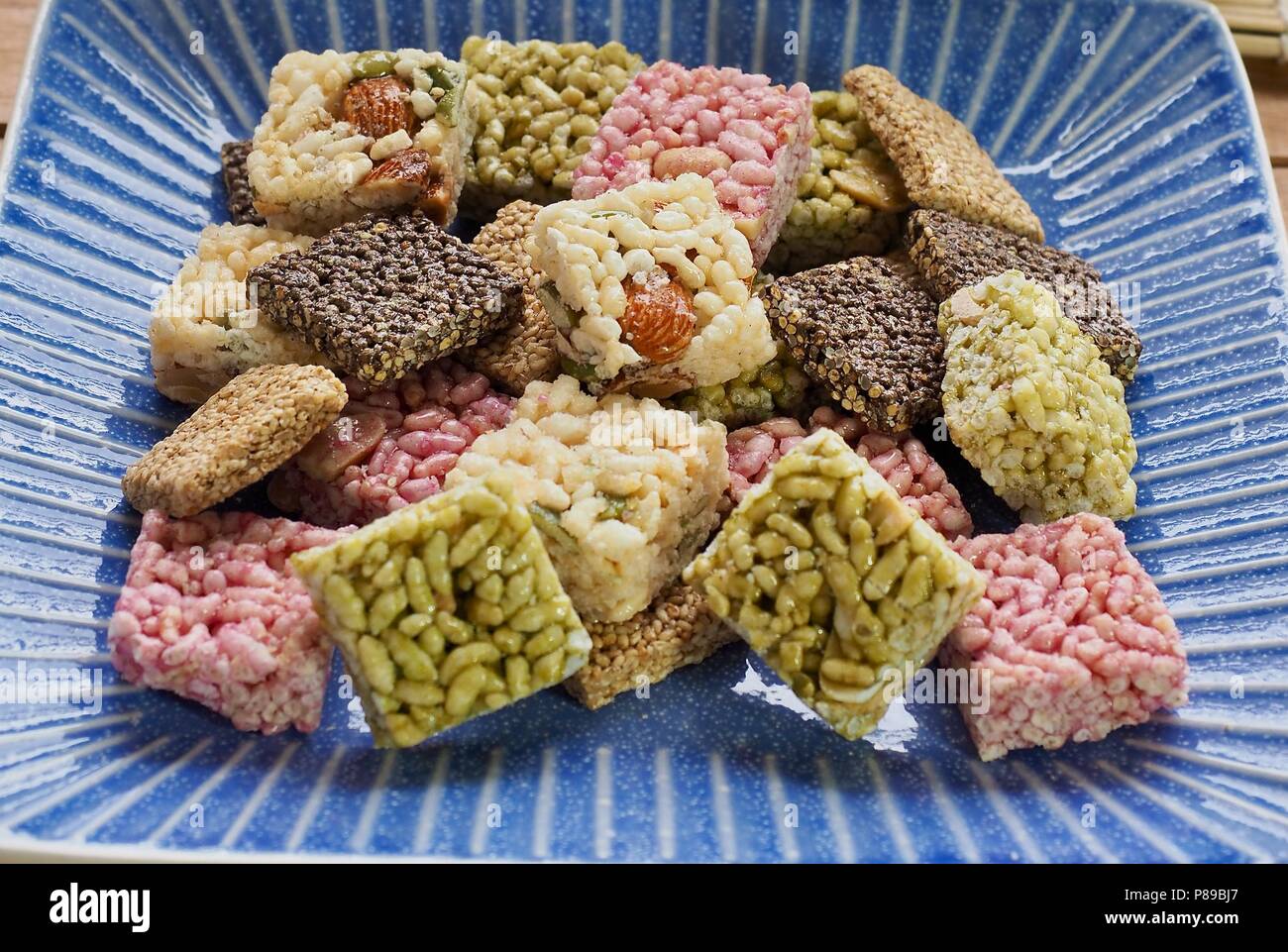 Korean traditional snacks Sweet Rice Puffs , Gangjeong Stock Photo - Alamy