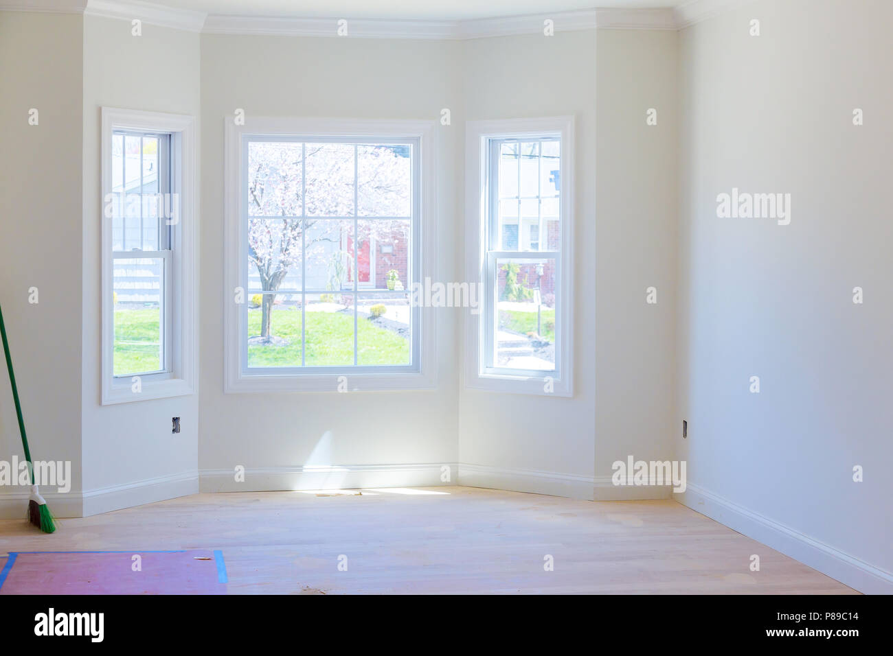 Renovation of finished Sheetrock in New Home Construction Stock Photo ...