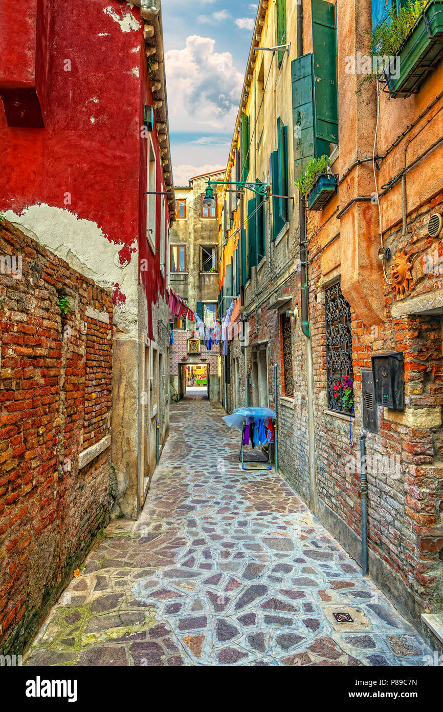 Colorful street in the Italian Venice Stock Photo - Alamy