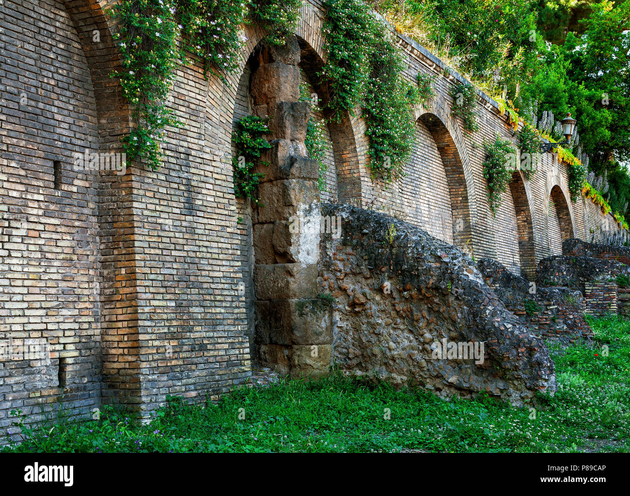 Old fortress wall in Rome Stock Photo - Alamy