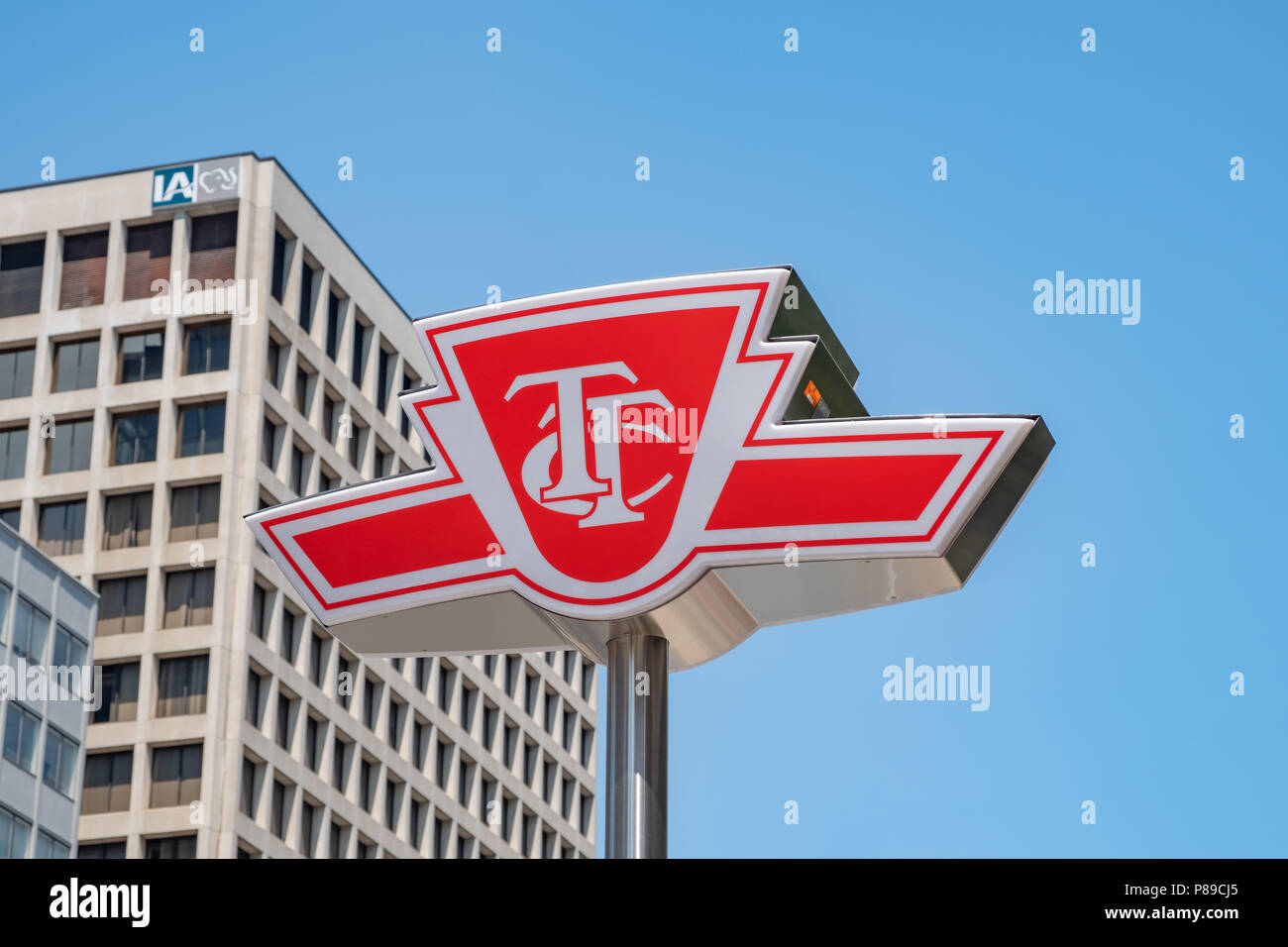 Modern Toronto Transit Commission sign indicating one of the subway ...