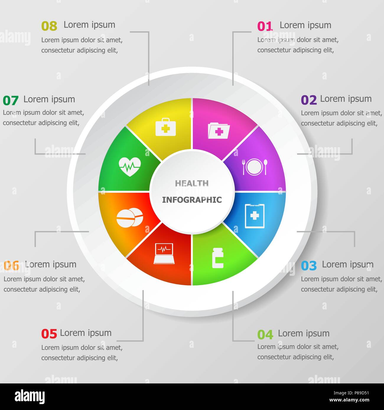 Infographic design template with health icons, stock vector Stock ...