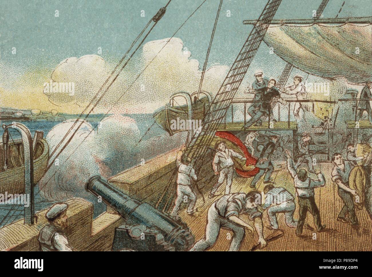 Historia de España. La armada española bombardeando las defensas de ...