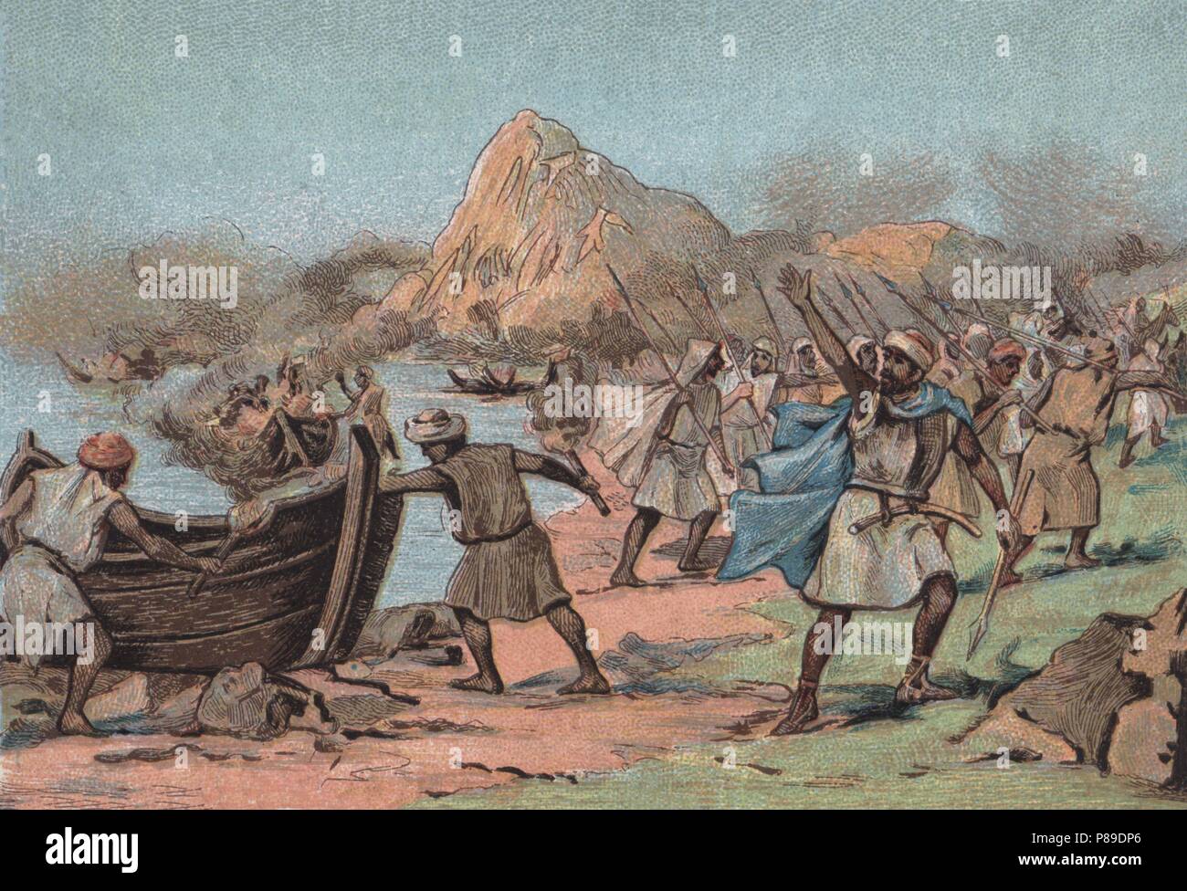 Historia de España. Desembarco de los árabes en España al mando de Muza ...