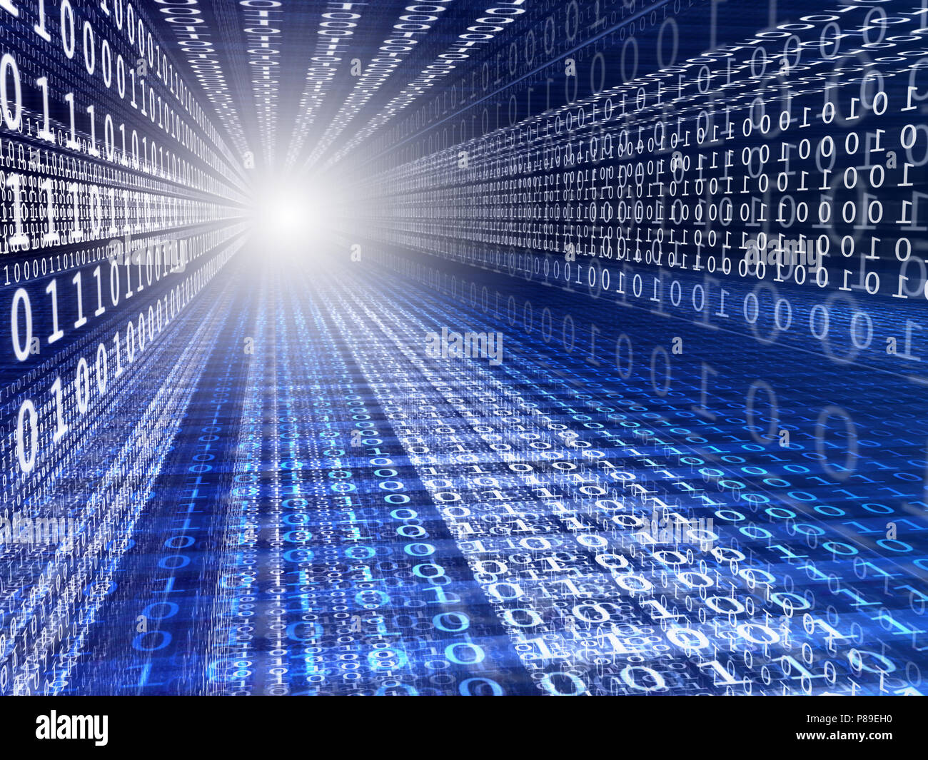 Blue digital background with numbers and light Stock Photo - Alamy